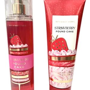 Bath & Body Works - Strawberry Pound Cake - 2 pc Bundle - Fine Fragrance Mist and Ultimate Hydration Body Cream (Packaging Design Varies)