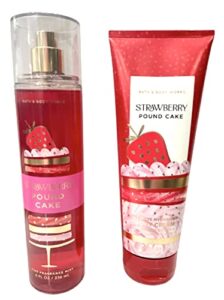 bath & body works - strawberry pound cake - 2 pc bundle - fine fragrance mist and ultimate hydration body cream (packaging design varies)