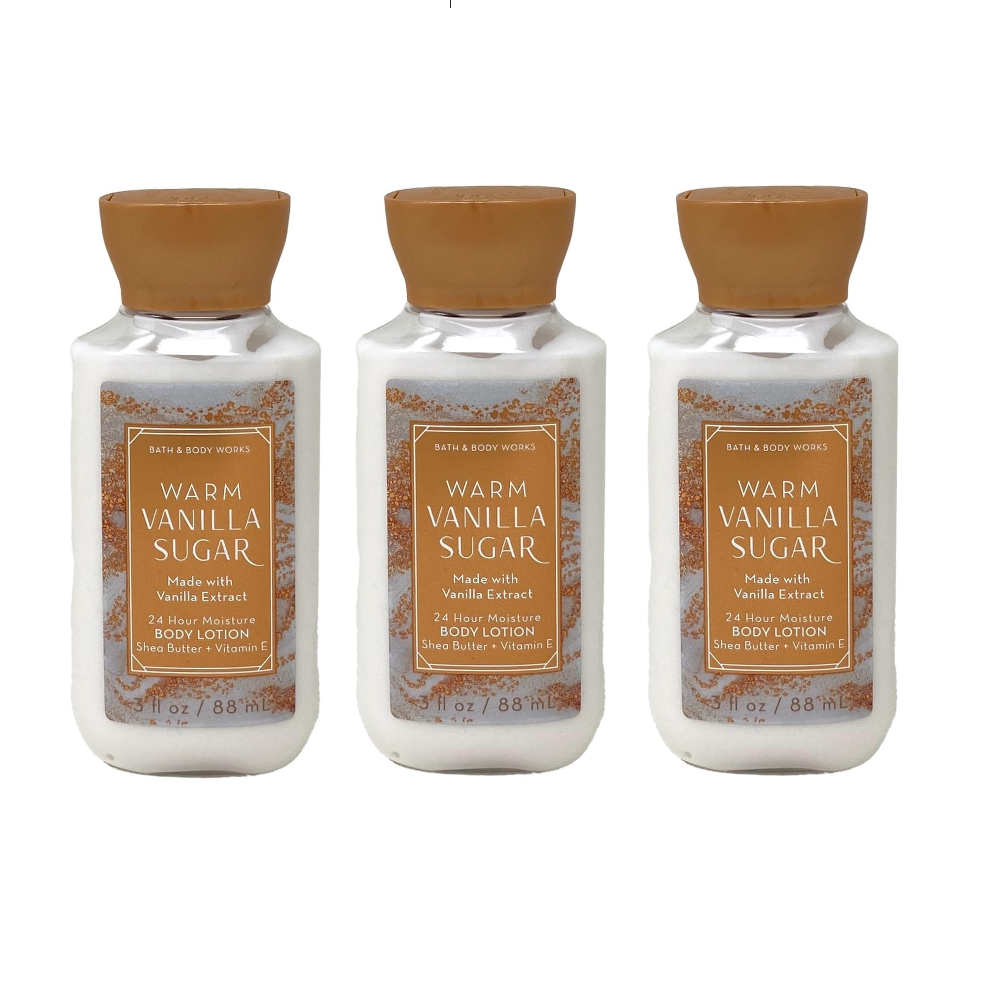 Bath & Body Works Warm Vanilla Sugar Body Lotion 3 Piece Travel Size.