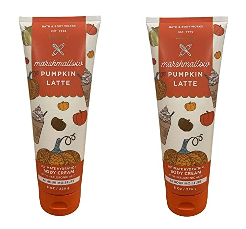 Bath and Body Works Marshmallow Pumpkin Latte 2 Pack Ultra Shea Body Cream 8 Oz. (Marshmallow Pumpkin Latte)