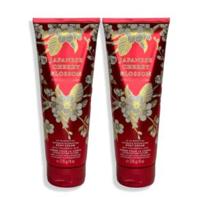 bath and body works japanese cherry blossom body cream ultimate hydration gift set for women 2 pack 8 oz. (japanese cherry blossom)