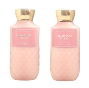 bath and body works super smooth body lotion sets gift for women 8 oz -2 pack (champange toast)