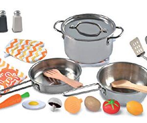 JOYIN Kid Play Kitchen, Pretend Daycare Toy Sets, Kids Cooking Supplies with Stainless Steel Cookware Pots and Pans Set, Cooking Utensils, Apron&Chef Hat and Grocery Play Food Sets, Toddler Gifts