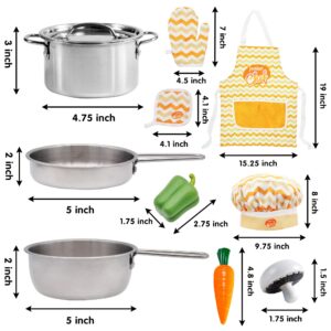 JOYIN Kid Play Kitchen, Pretend Daycare Toy Sets, Kids Cooking Supplies with Stainless Steel Cookware Pots and Pans Set, Cooking Utensils, Apron&Chef Hat and Grocery Play Food Sets, Toddler Gifts