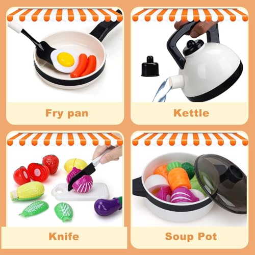 STEAM Life Kids Play Kitchen Accessories, Play Food Sets for Kids Kitchen, Kids Pots and Pans Set, Kitchen Toys, Toy Kitchen Accessories, Toy Kitchen Sets, Kids Kitchen Accessories, Cooking Set Kids