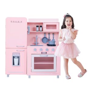 teamson kids - little chef mayfair retro play kitchen - pink