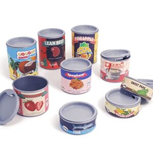 u dream pretend play food sets, toy canned food for kids, play kitchen accessories, grocery store pretend play food, 9 pcs removable lids.