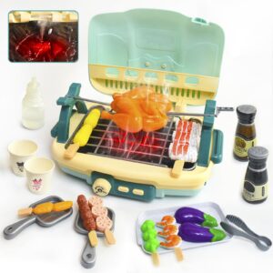 chuburd play food kids kitchen playset, play kitchen toy grill, kids bbq grill playset, pretend play cooking with smoke, sound and light, for toddlers for kids 3 and up