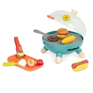 b. toys- mini chef - bbq grill playset- pretend play bbq grill play set – toy grill & play food – barbecue role-play set for kids- 3 years + (16 pcs)