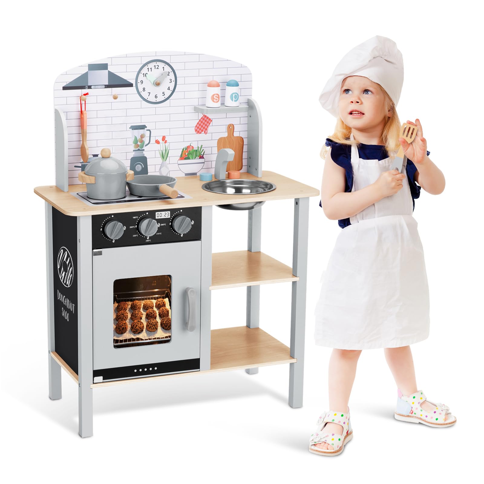 OOOK Kids Play Kitchen Playset set, Kitchen Set for Kids with Plenty of Play Features, sink,oven,stove,kitchen sets for kids ages 1-3