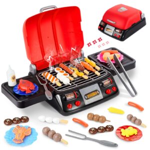 kids grill playset kitchen pretend play set for kids bbq grill playset pretend play food grill with 15 pcs fake food accessories toys cooking pretend bbq accessories camping toys for teens girls boys