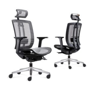 ergonomic office chair with adjustable 4d armrest headrest & lumbar support, high back mesh computer chair for home and office