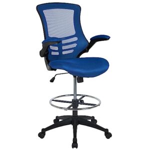 flash furniture kelista mid-back swivel office chair with adjustable seat height, ergonomic mesh desk chair with flip-up armrests, blue