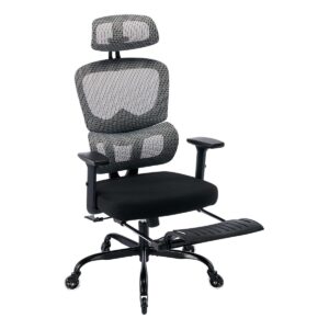 nokaxus office chair，ergonomic breathable mesh desk chair with lumbar support,3d armrest, rubber wheels,gaming chairs with footrest