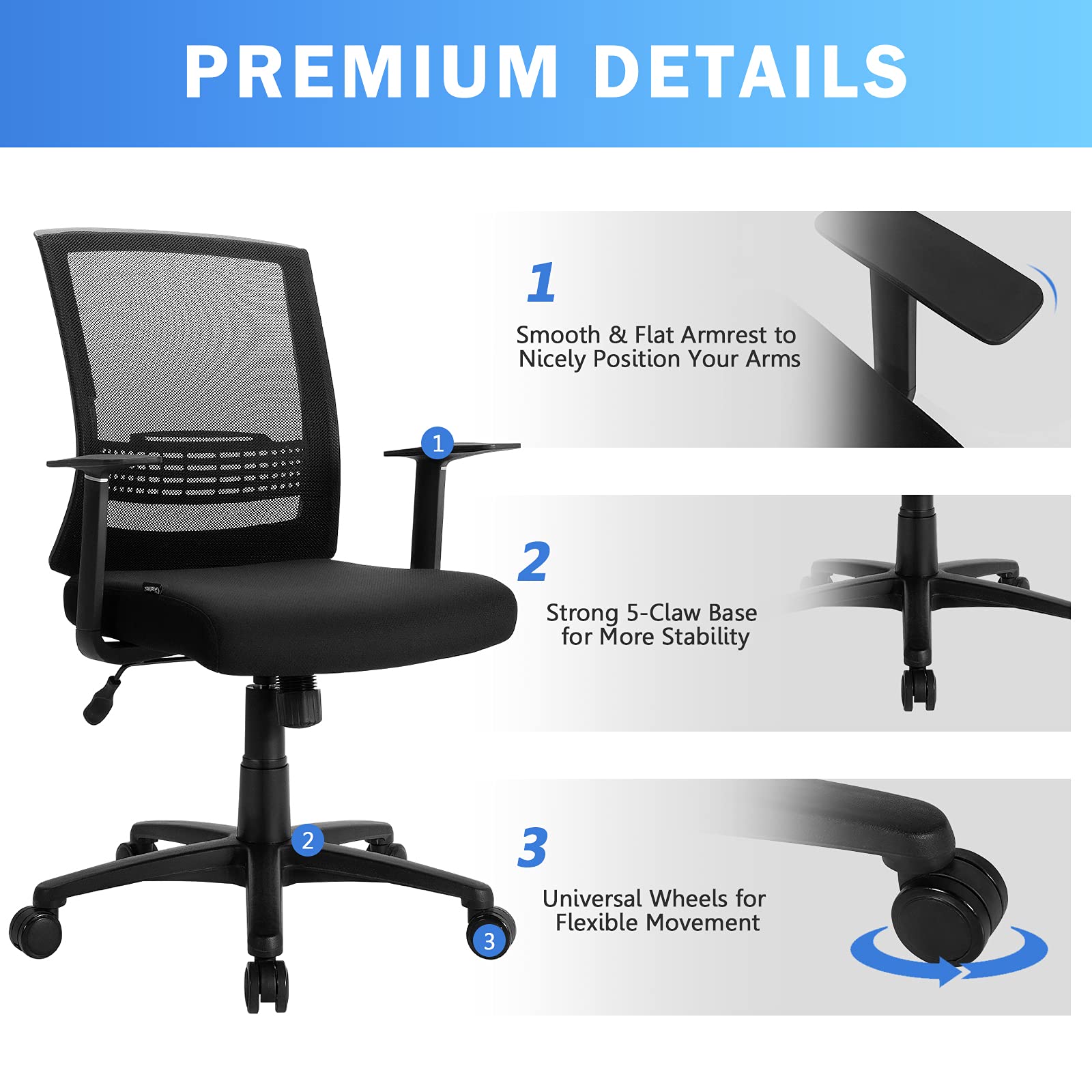 Giantex Ergonomic Mesh Executive Office Chair with Adjustable Lumbar Support, Swivel Managerial Chair with Rocking Function, High-Back Computer Chair, Home Office Desk Chair