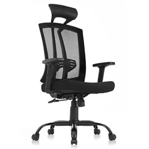 mastery mart ergonomic office chair, high back mesh desk chair with adjustable headrest and backrest, lumbar support, thick seat cushion, swivel executive task computer chair for work, home, gaming