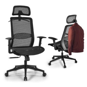 bestcomfort high back mesh office chair, ergonomic executive chair with adjustable reclining angles, lumbar support, headrest, armrest, swivel rolling computer desk chair with coat hanger (black)