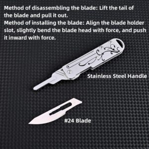 SZHOWORLD Folding Scalpel Knife, Pocket Knife for Men, Small Keychain Knife, Slim Folding Razor Knives with 10pcs #24 Replaceable Blades, EDC Utility knife, Surgical Knives for Outdoor Skinning