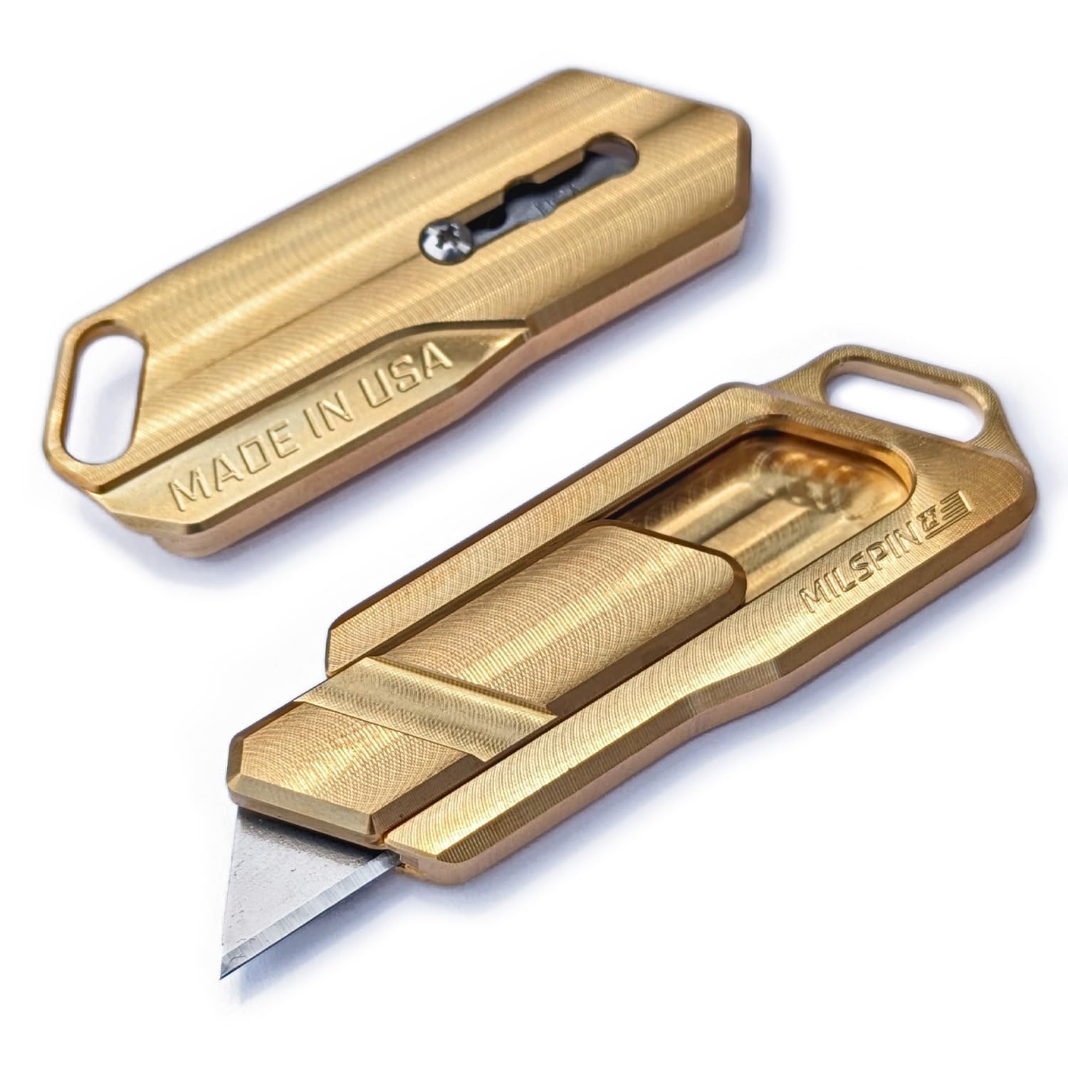 Milspin Magnus Brass EDC Utility Knife with Retractable Razor and 5 Blades