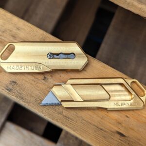 Milspin Magnus Brass EDC Utility Knife with Retractable Razor and 5 Blades