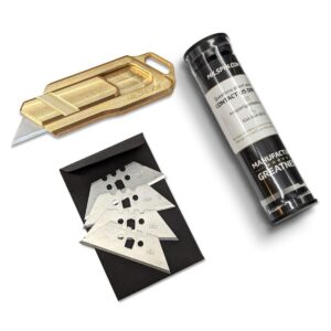 Milspin Magnus Brass EDC Utility Knife with Retractable Razor and 5 Blades