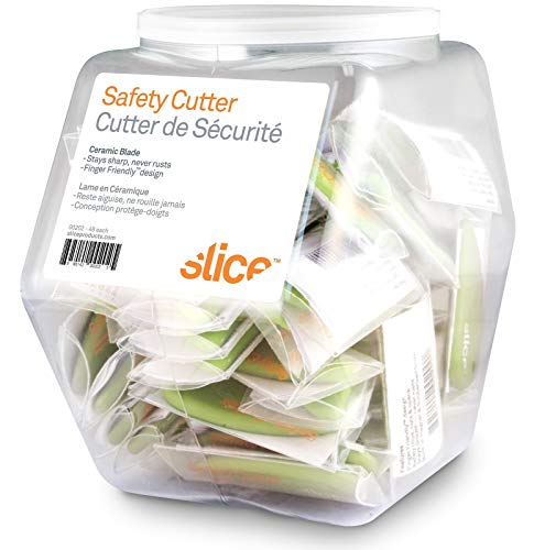 Slice Micro Safety Cutter | Safe Ceramic Box Cutter Lasting 11x Longer than Metal | Keychain Box Opener | 48 Pack