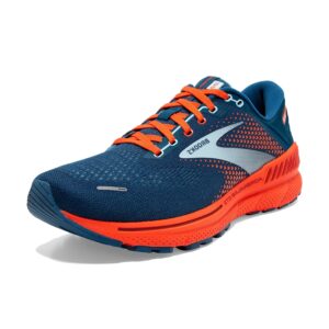 brooks men's adrenaline gts 22 supportive running shoe - blue/light blue/orange - 15 medium