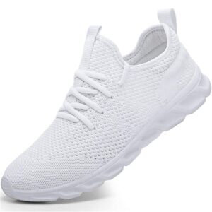 damyuan mens lightweight athletic running walking gym shoes casual sports shoes fashion sneakers walking shoes white,8.5