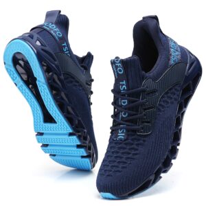 men's running shoes breathable mesh soft sole walking sneakers casual silp-on trail runners fashion sneakers size 11 blue