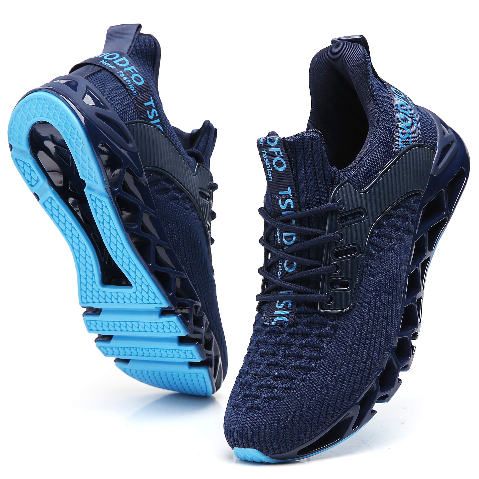 Men's Running Shoes Breathable Mesh Soft Sole Walking Sneakers Casual Silp-On Trail Runners Fashion Sneakers Size 11 Blue