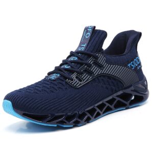 Men's Running Shoes Breathable Mesh Soft Sole Walking Sneakers Casual Silp-On Trail Runners Fashion Sneakers Size 11 Blue