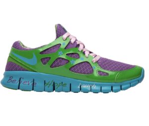 nike women's free run+ doernbecher violet/turquoise blue sneakers 7.5