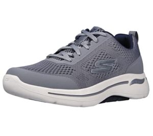 skechers men's gowalk arch fit-athletic workout walking shoe with air cooled foam sneaker, grey/navy, 12