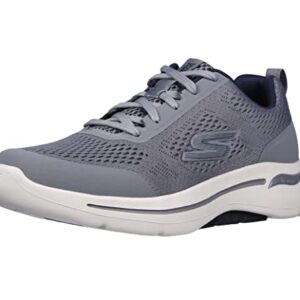 Skechers Men's Gowalk Arch Fit-Athletic Workout Walking Shoe with Air Cooled Foam Sneaker, Grey/Navy, 12