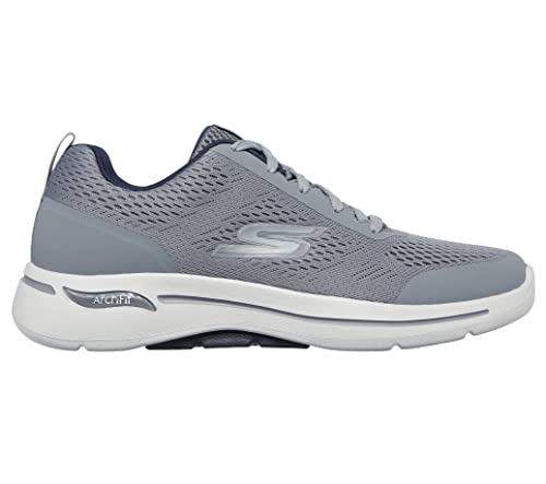 Skechers Men's Gowalk Arch Fit-Athletic Workout Walking Shoe with Air Cooled Foam Sneaker, Grey/Navy, 12