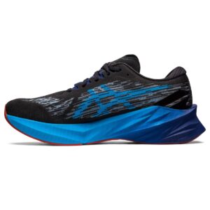 asics men's novablast 3 running shoes, 12, black/island blue