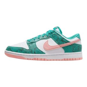 nike mens dunk low dr8577 300 snakeskin washed teal bleached coral - size 9