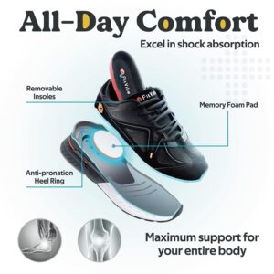 FitVille Wide Walking Shoes for Men Wide Width Sneakers for Flat Feet Arch Fit Heel Pain Relief - Rebound Core (12 Wide, Black)