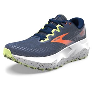 brooks men’s caldera 6 trail running shoe - navy/firecracker/sharp green - 10 medium