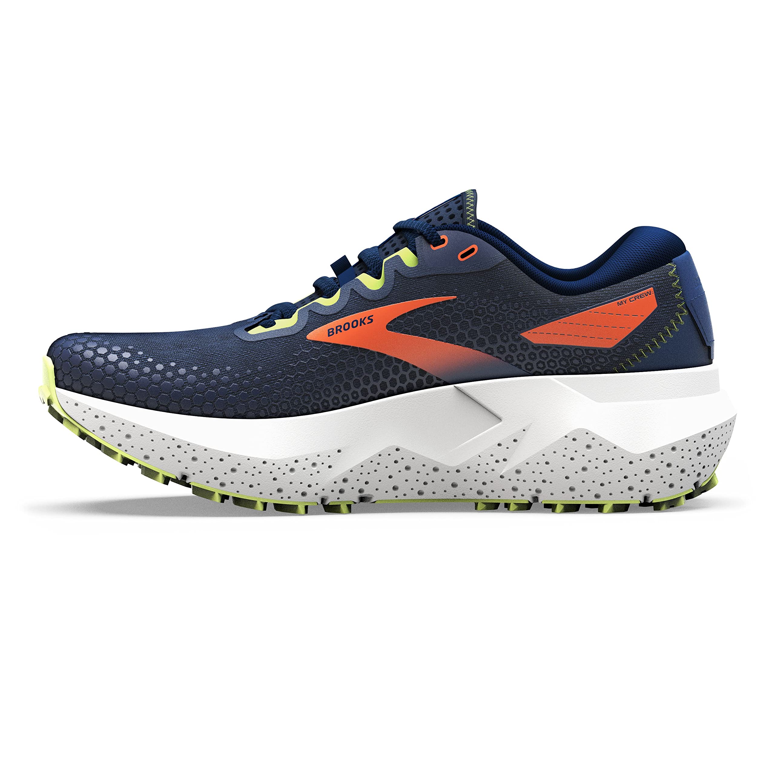 Brooks Men’s Caldera 6 Trail Running Shoe - Navy/Firecracker/Sharp Green - 10 Medium