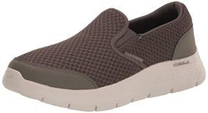 skechers men's gowalk flex-athletic slip-on casual loafer walking shoes with air cooled foam sneaker, khaki 2, 11.5