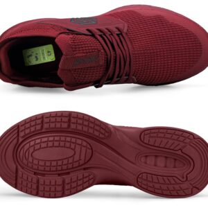 Giniros Mens Slip On Walking Shoes Non Slip Running Shoes Breathable Workout Shoes Lightweight Gym Sneakers Wine Red Size 9.5