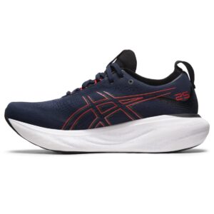 asics men's gel-nimbus 25 running shoes, 10, midnight/electric red