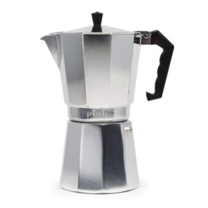 primula classic stovetop espresso and coffee maker, moka pot for italian and cuban café brewing, greca coffee maker, cafeteras, 12 espresso cups, silver