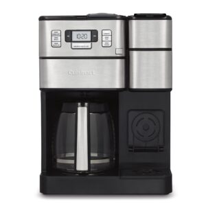 cuisinart ss-gb1 coffee center grind and brew plus, built-in coffee grinder, coffeemaker and single-serve brewer with 6oz, 8oz and 10oz serving size, black/silver, 12-cup glass