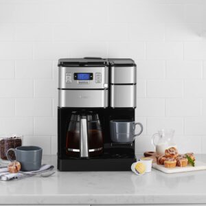 Cuisinart SS-GB1 Coffee Center Grind and Brew Plus, Built-in Coffee Grinder, Coffeemaker and Single-Serve Brewer with 6oz, 8oz and 10oz Serving Size, Black/Silver, 12-Cup Glass