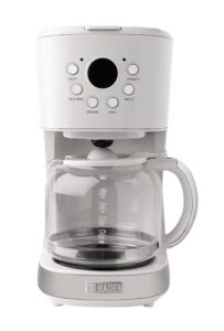 haden heritage innovative 12 cup programmable drip coffee maker machine with glass carafe, funnel, and auto shut off feature (ivory)