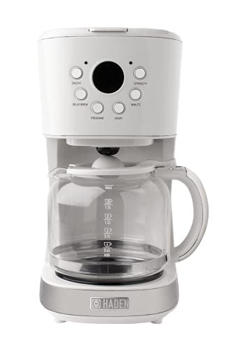 HADEN Heritage Innovative 12 Cup Programmable Drip Coffee Maker Machine with Glass Carafe, Funnel, and Auto Shut Off Feature (Ivory)