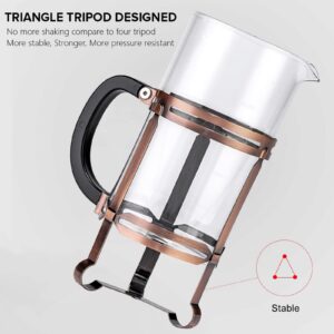 French Press Coffee Maker (21 oz) with 4 Filters - 304 Durable Stainless Steel, Heat Resistant Borosilicate Glass Coffee Press, BPA Free,Brown