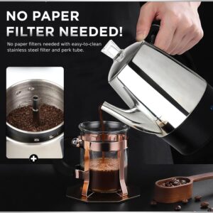 Mixpresso Percolator Coffee Pot Electric 10 Cup, Stainless Steel Coffee Maker, Coffee Percolator Electric With Keep Warm Function, 10 Cups Stainless Steel Percolator With Coffee Basket